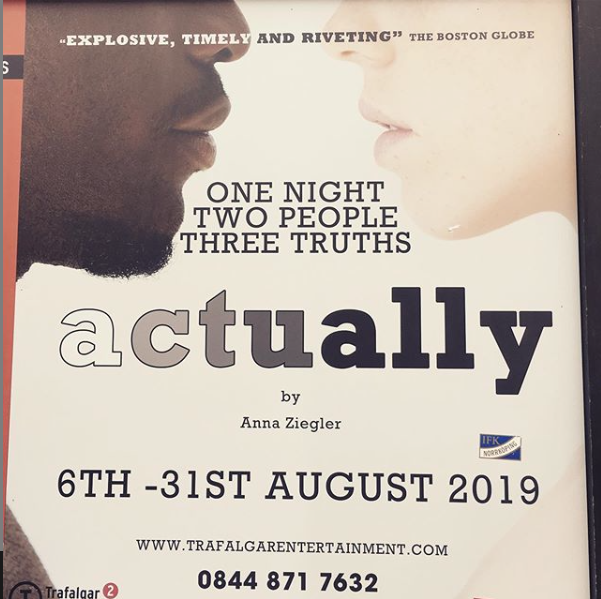 Play – ‘Actually’, Trafalgar Studios, Thursday 8th August 2019 – FlyAway